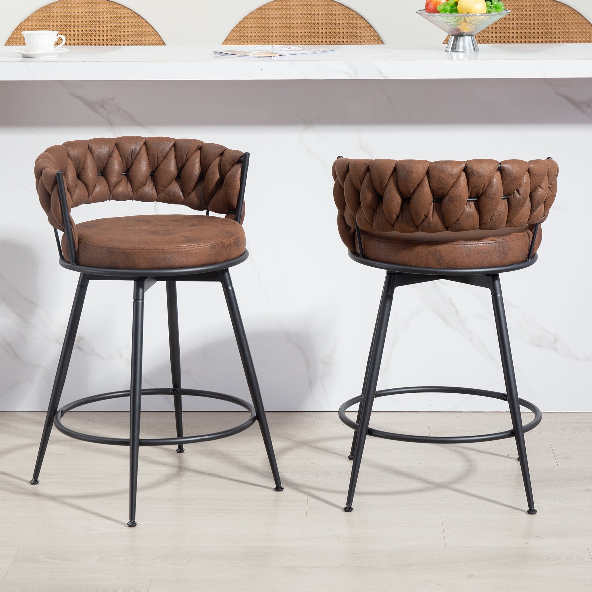Counter Height Bar Stools Set of 2, 24 inch Seat Height Bar Stools, 360 ...