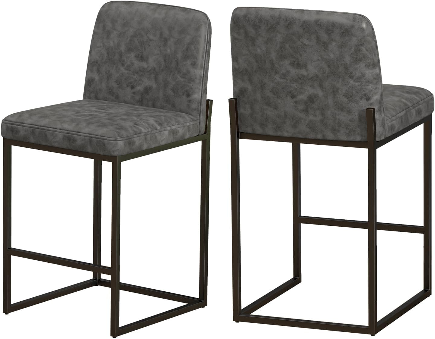 Counter Height Bar Stools Set of 2, 25.6 Inch Faux Leather Barstools ...
