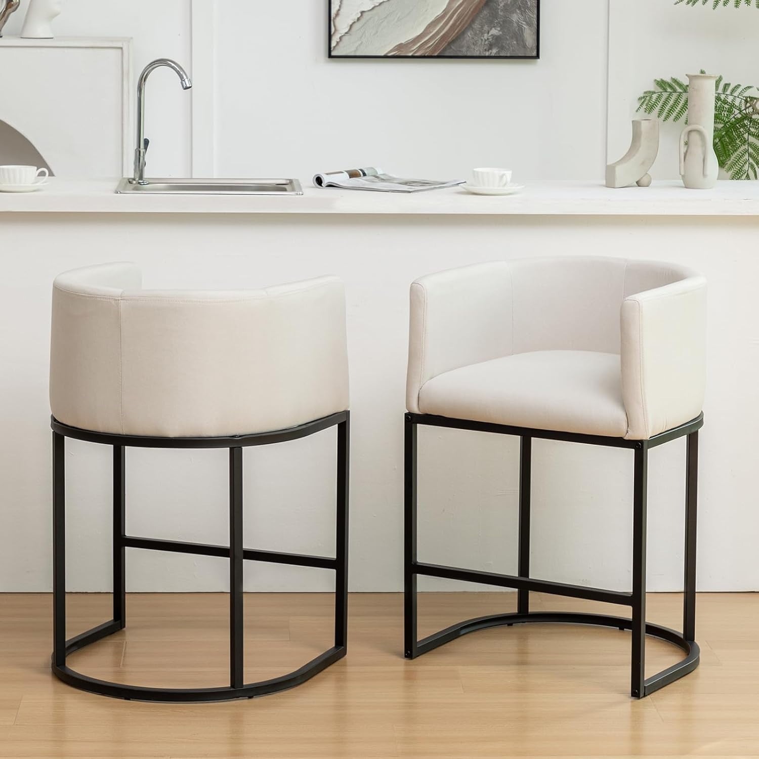 Counter Height Bar Stools Set of 2, 25" H Modern Barstools with ...