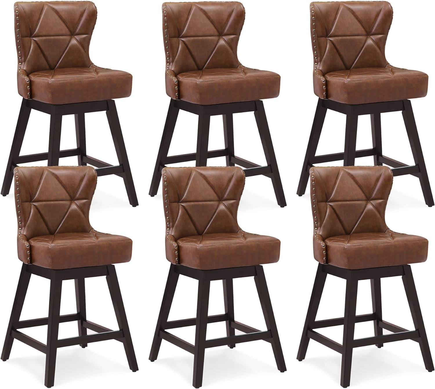 Counter Height Bar Stools Set of 2 26" H Swivel Bar Stool with Back ...
