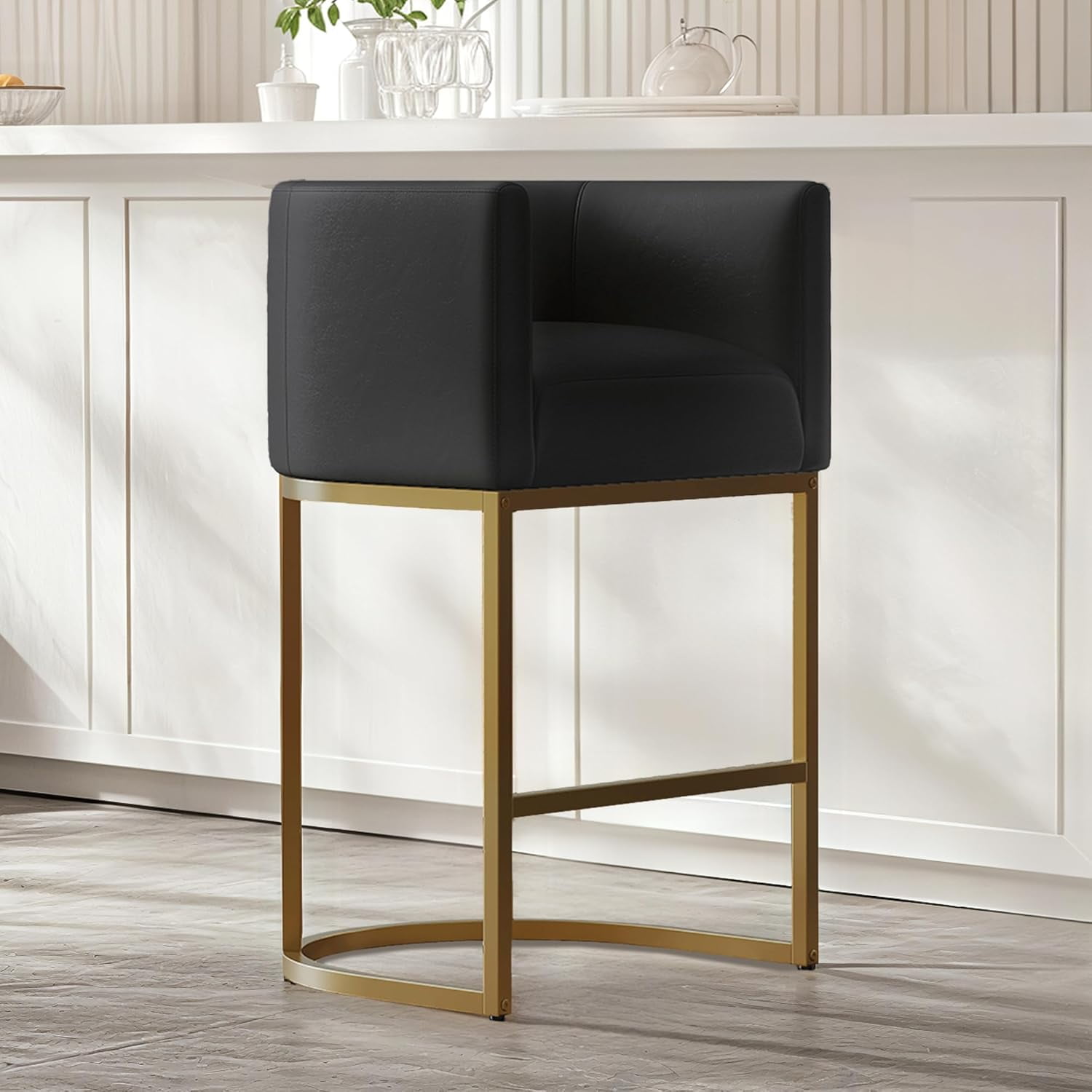 Counter Height Bar Stools Set of 2, 26" H Modern Barrel Stools with ...