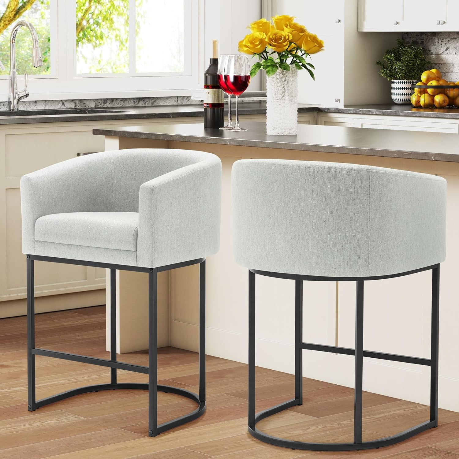 Counter Height Bar Stools Set of 2, 26" H Modern Counter Stools with ...