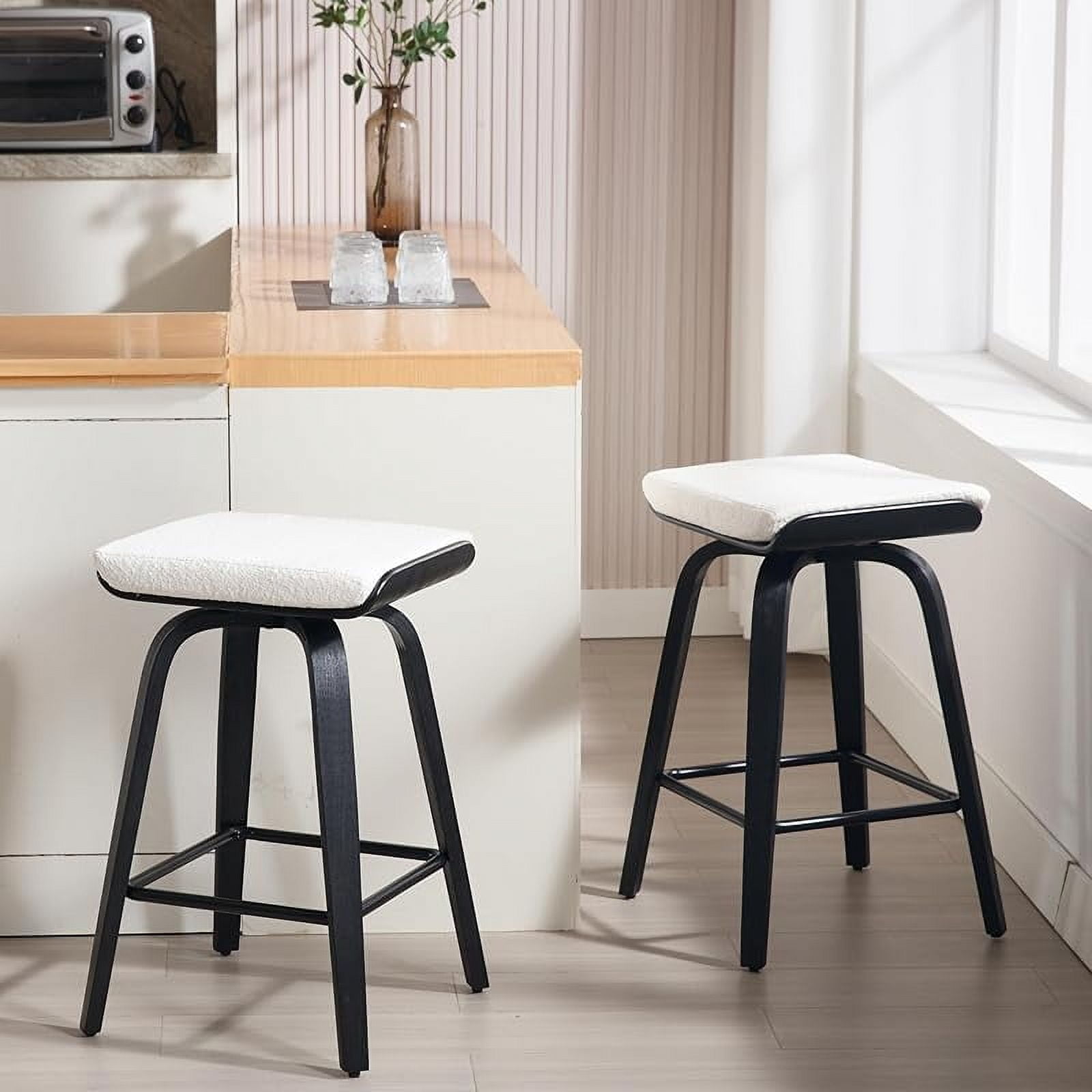 Counter Height Bar Stools Set of 2, 26" Swivel Bar Stools Saddle ...