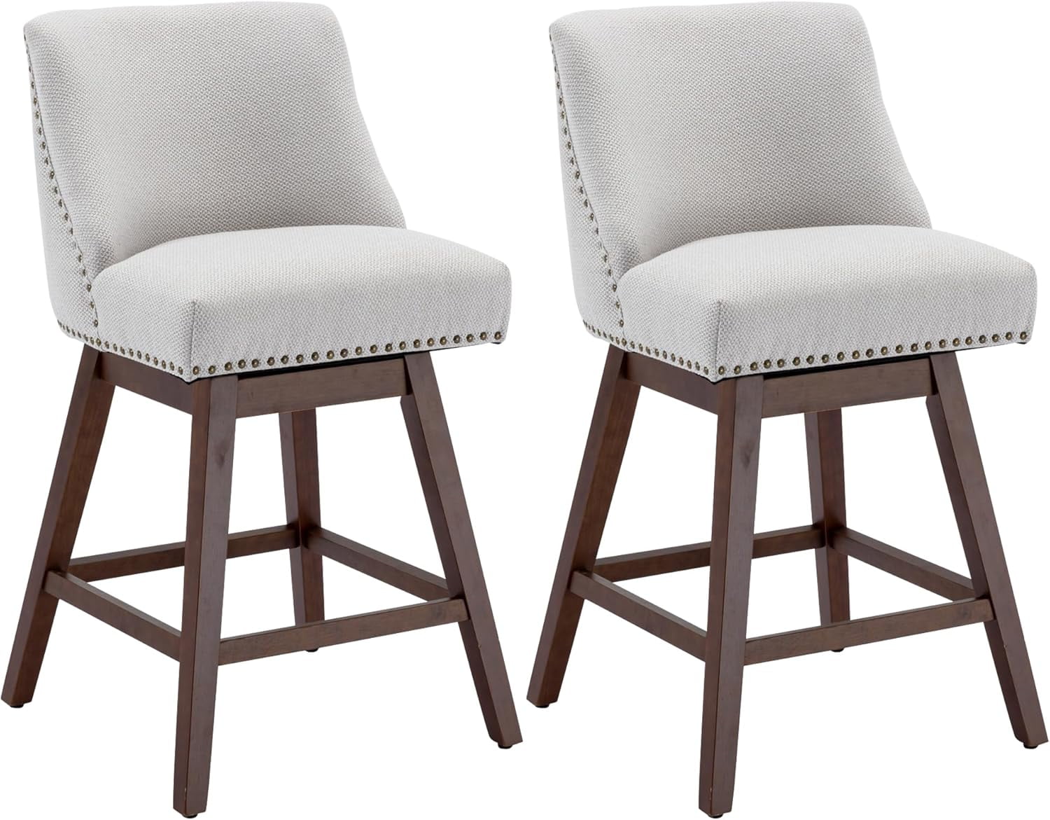 Counter Height Bar Stools Set of 2, 26 inch Swivel Bar Stools with Back ...