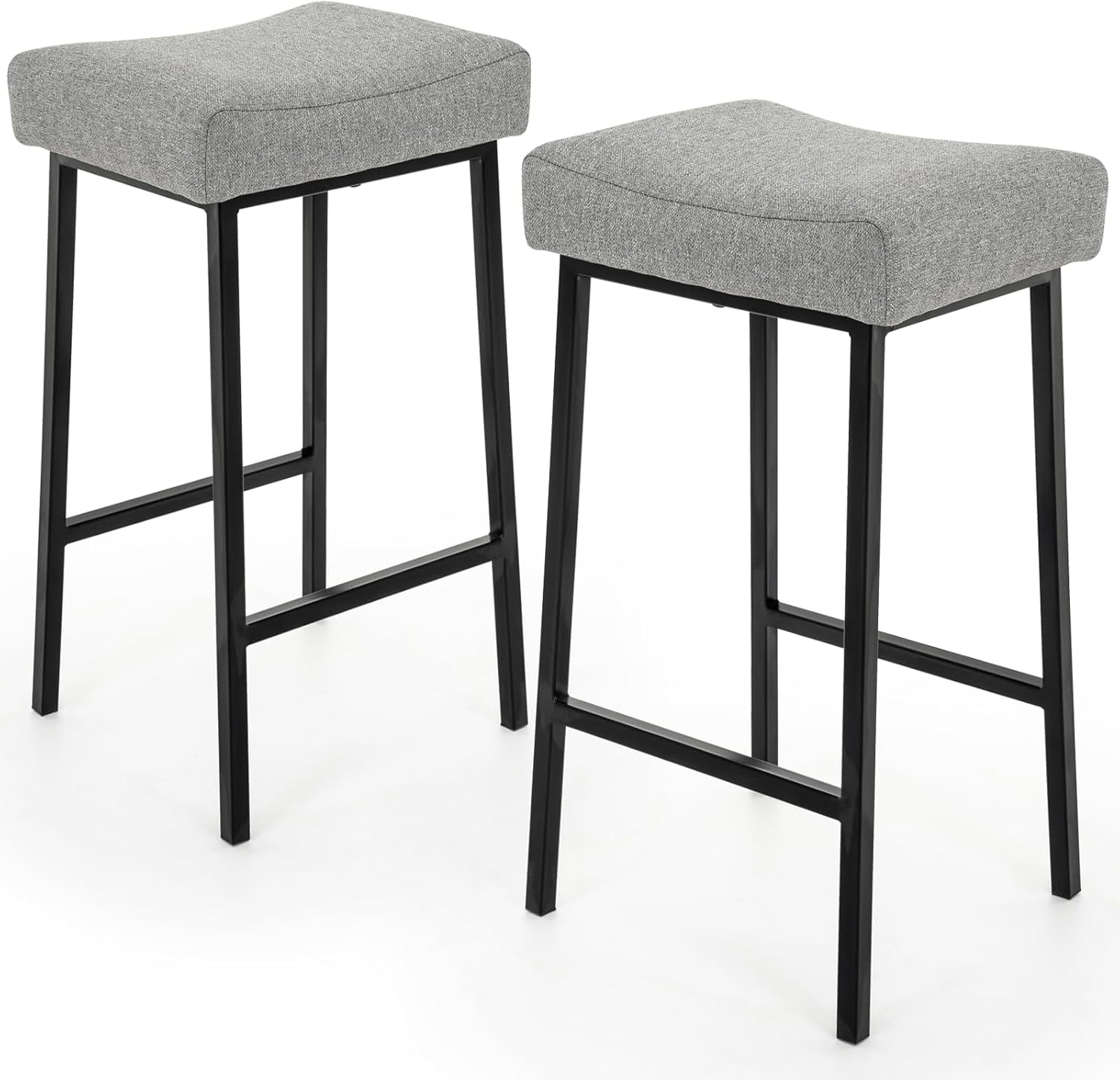 Counter Height Bar Stools Set of 2, 27 Inch Backless Saddle Bar Stools ...