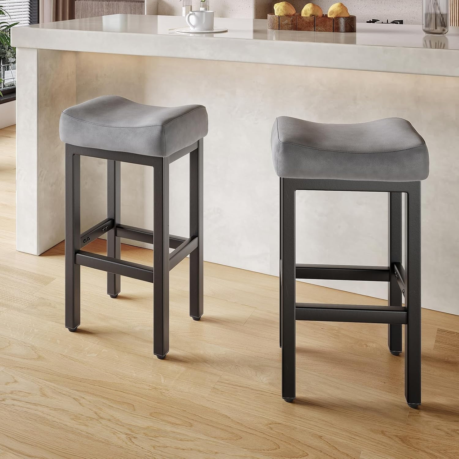 Counter Height Bar Stools Set of 2, 29 Inch Barstools for Kitchen ...