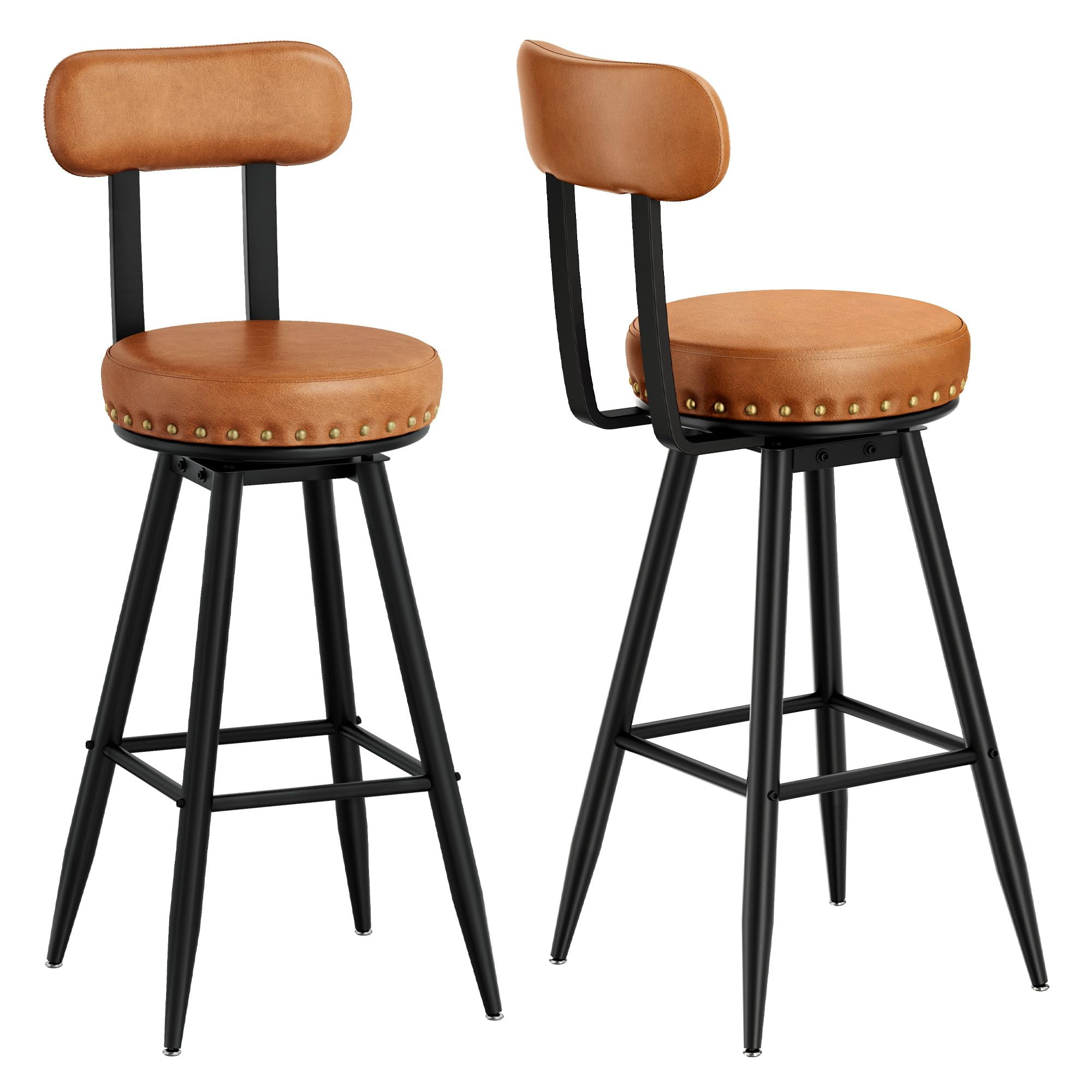 Counter Height Bar Stools Set of 2, 30" Swivel Barstools with Backs ...