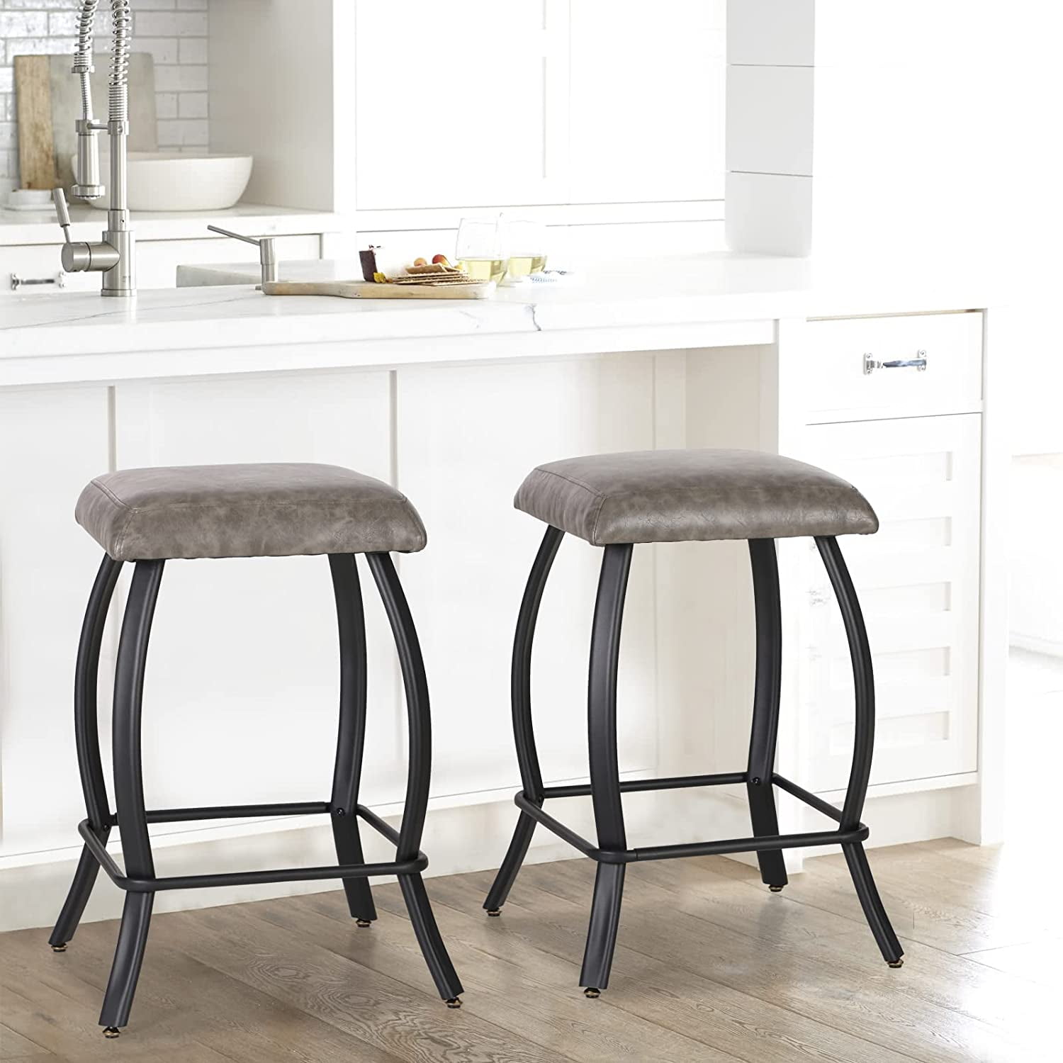 Counter Height Bar Stools Set of 2 for Kitchen Counter 26" Backless ...