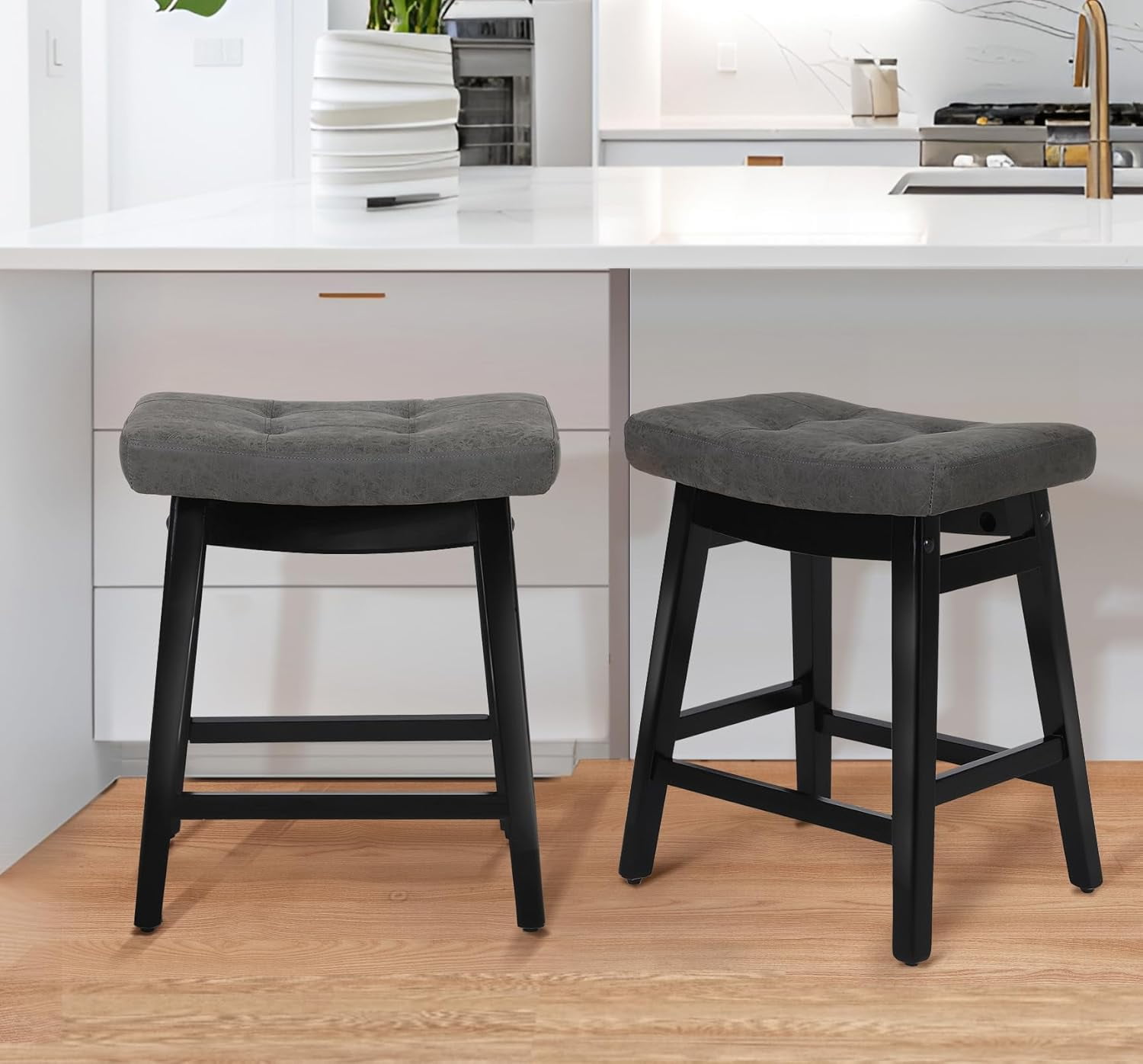 Counter Height Bar Stools Set of 2 for Kitchen Counter Farmhouse Modern ...