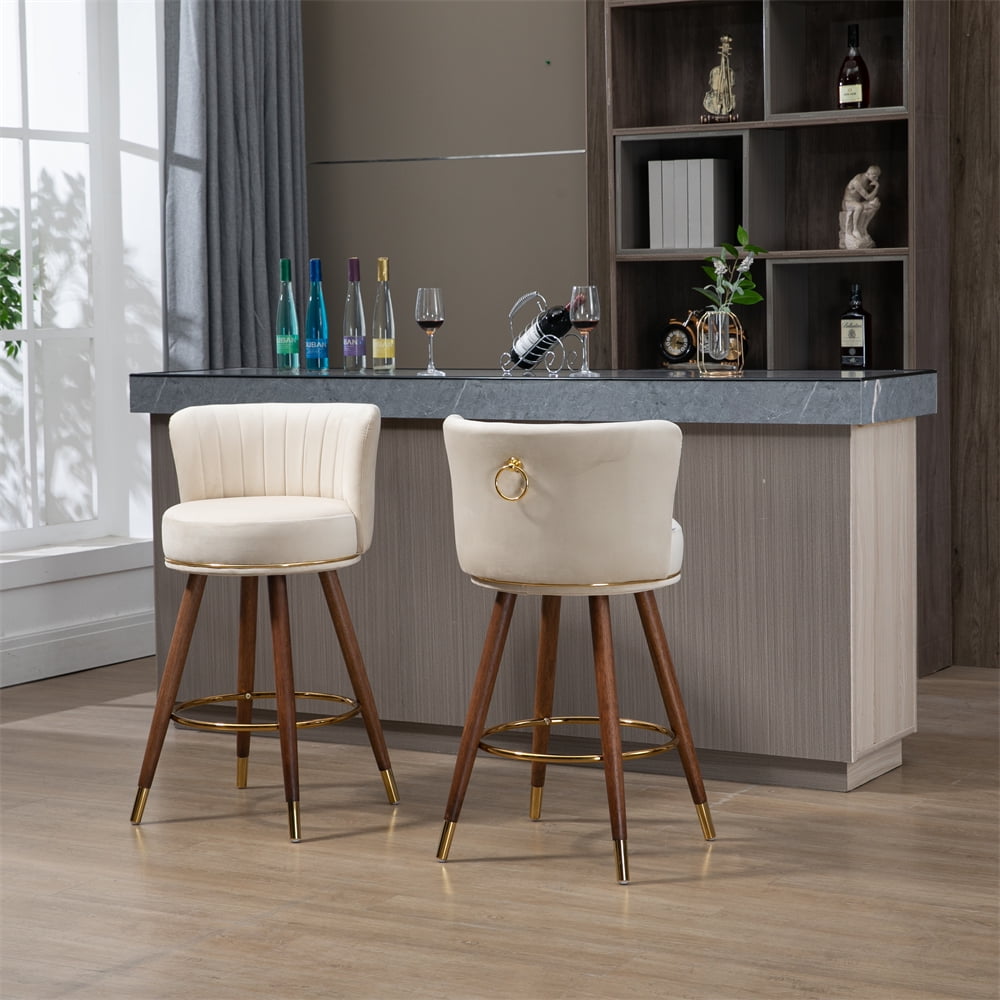 Counter Height Bar Stools Set of 2, Modern Upholstered Bar Chair with ...