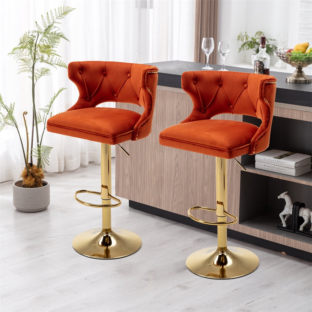Walmart Set of 2 Counter Height Bar Stools, Velvet Upholstered, Tufted ...