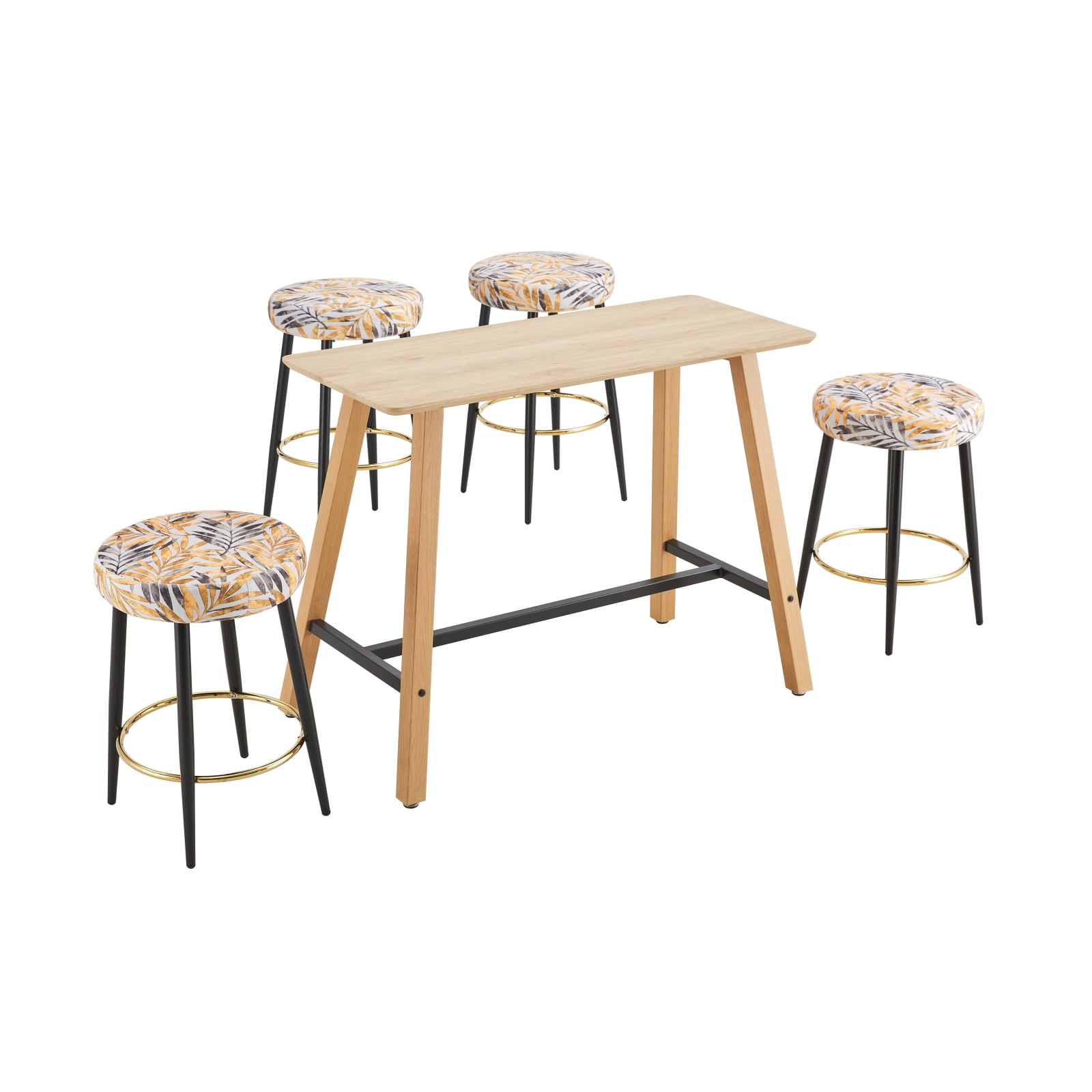 Counter Height Bar Stools Set of 2, PU Kitchen Stools Upholstered ...