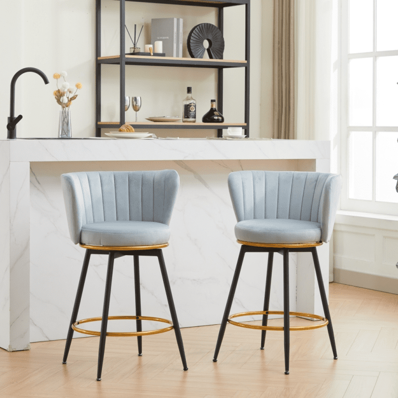 Counter Height Bar Stools Set of 2, Swivel Bar Stools with Back ...