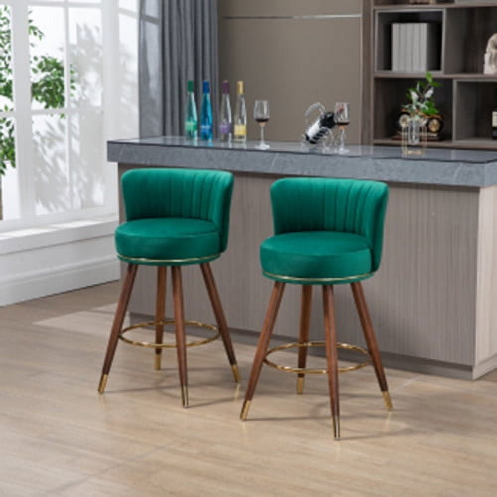 Counter Height Bar Stools Set of 2, Upholstered Tufted Bar Stools with ...