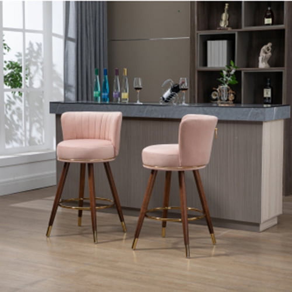 Counter Height Bar Stools Set of 2, Upholstered Tufted Bar Stools with ...