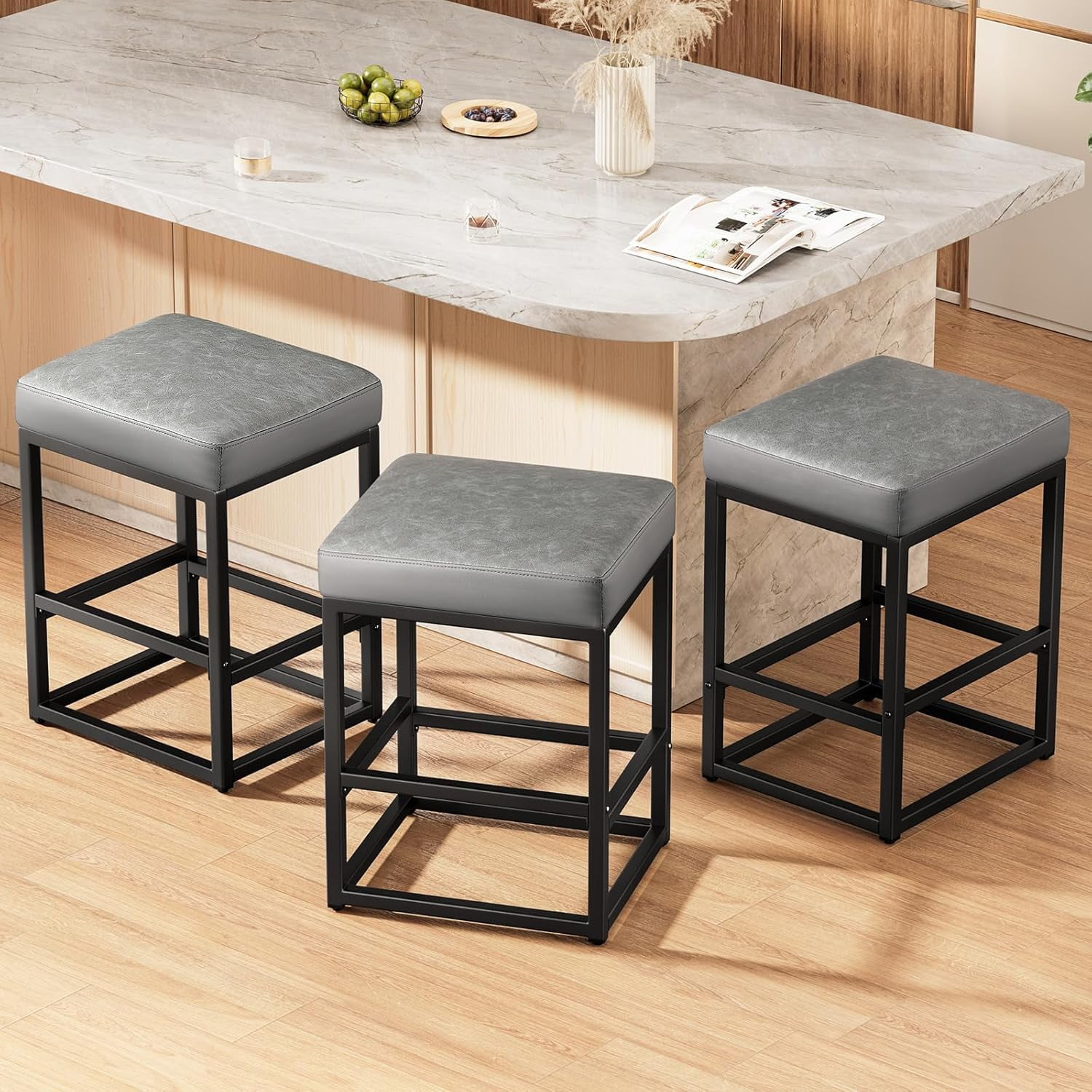 Counter Height Bar Stools Set of 3, 24" Barstools for Kitchen ...