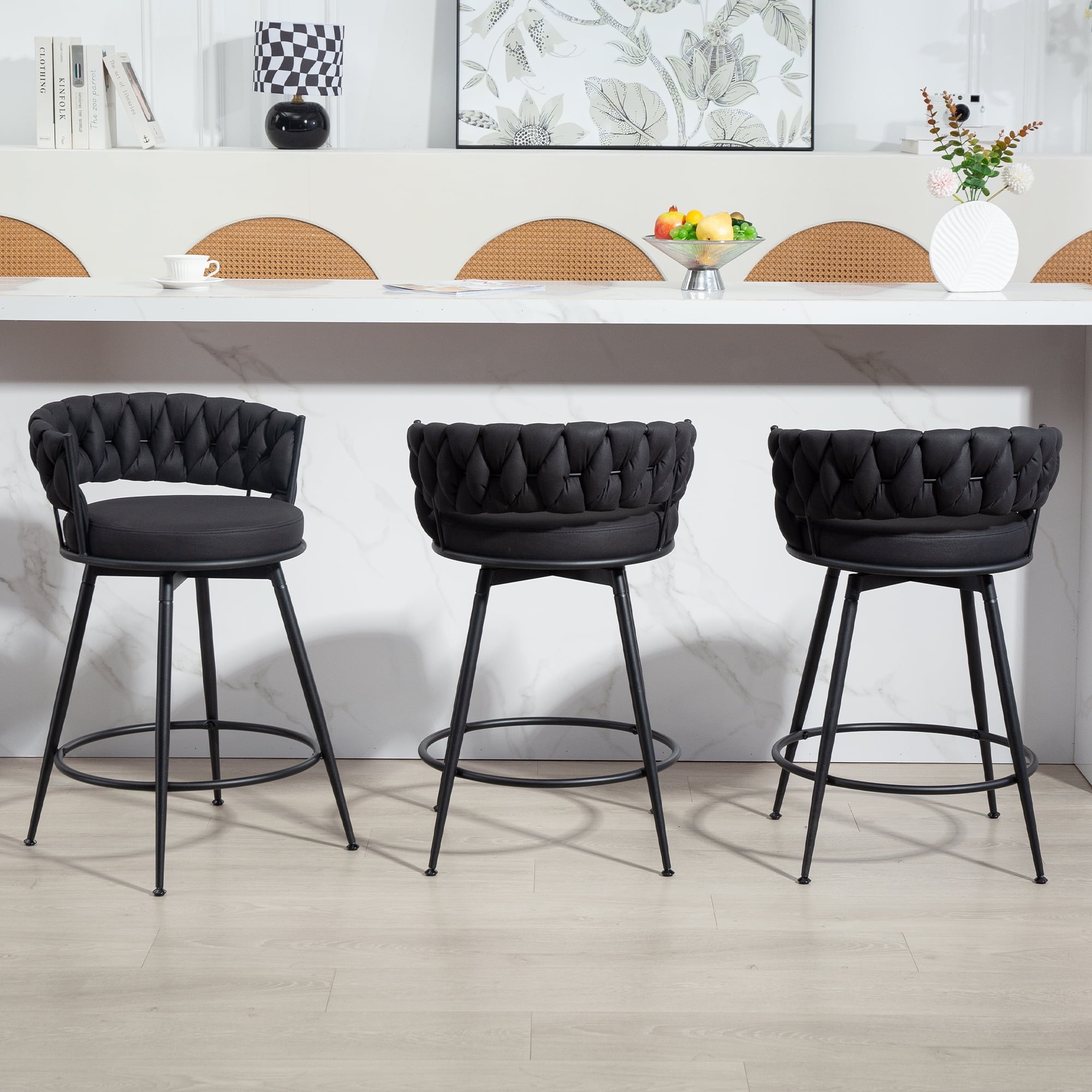 Counter Height Bar Stools Set of 3, 24 inch Seat Height Bar Stools, 360 ...
