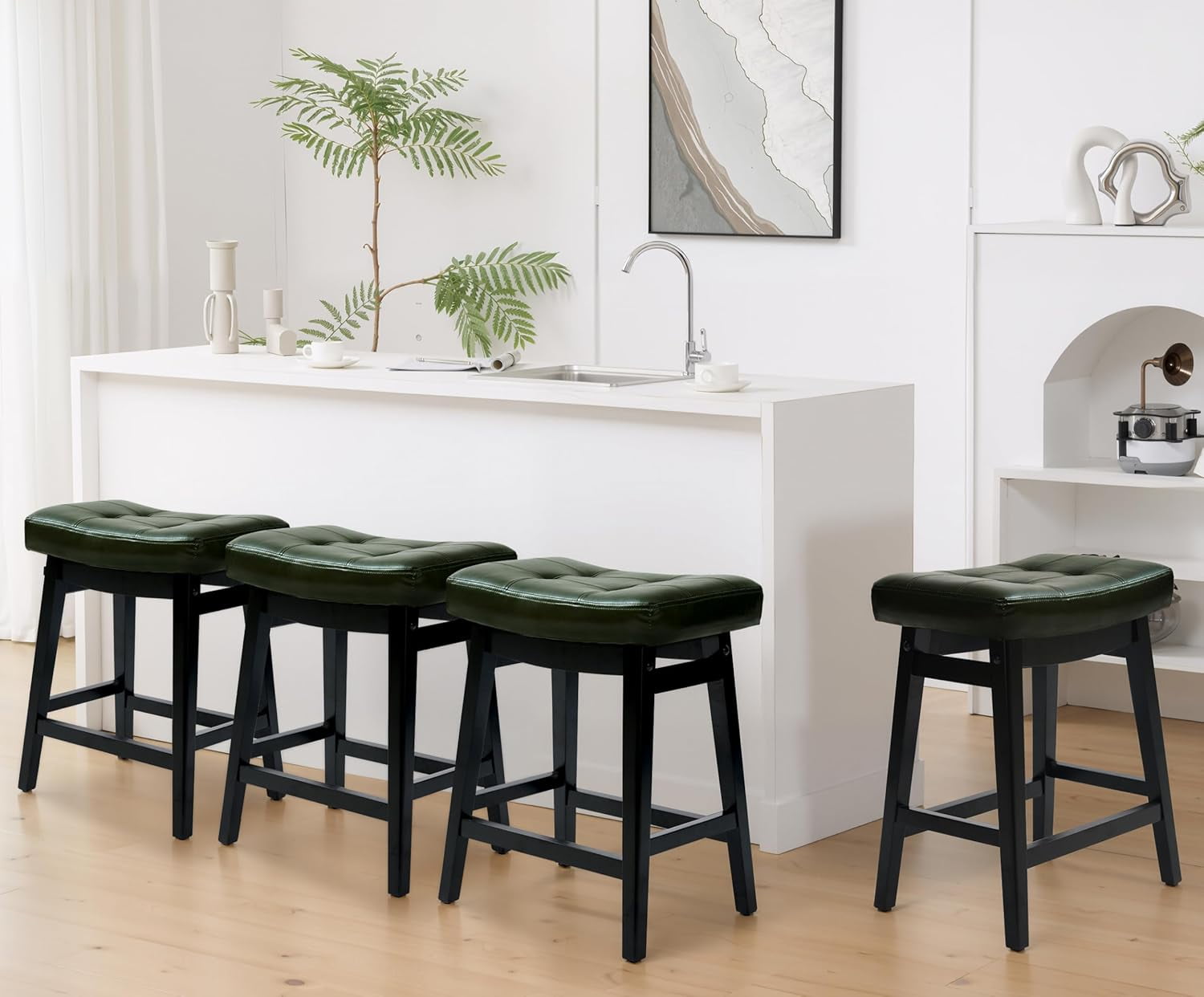 Counter Height Bar Stools Set of 4 for Kitchen Counter Farmhouse Modern ...