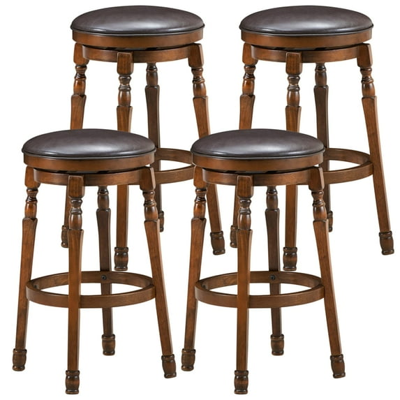 Counter Height Bar Stools Set of 4 Swivel 29 Inch, Backless Solid Wood ...