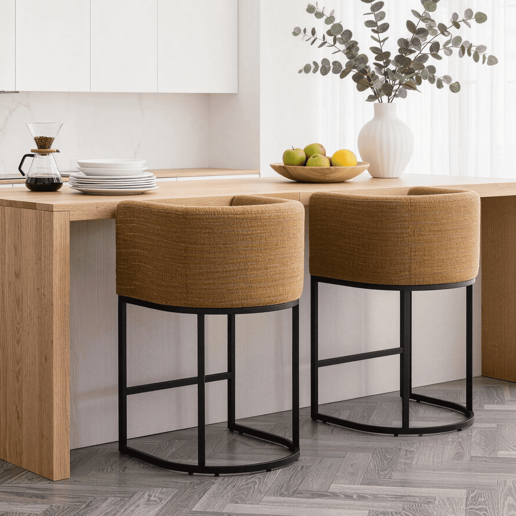 ZHENGCHAUNG Counter Height Bar Stools Set of 2, 26 Inch Counter Stool ...