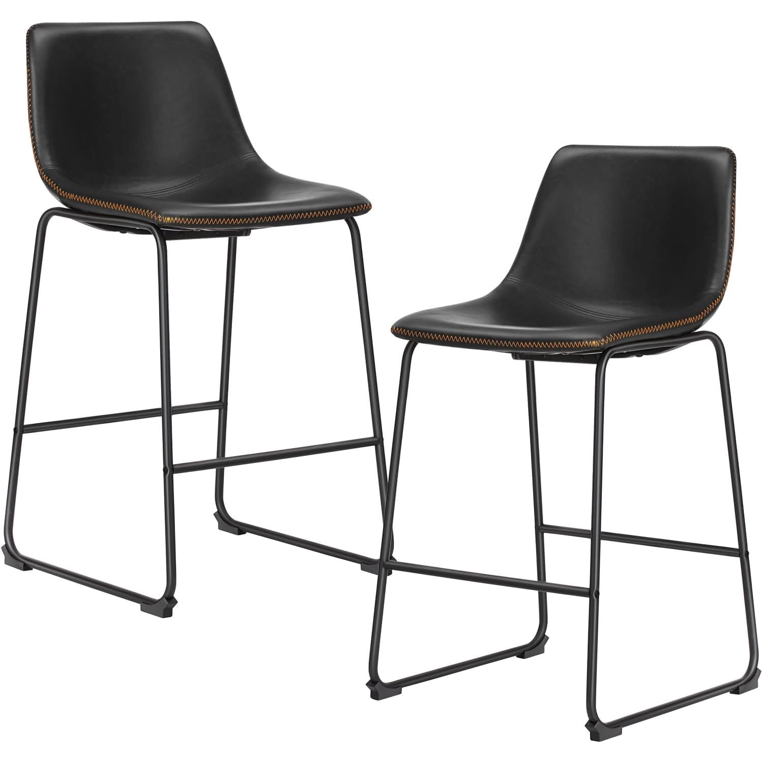 Counter Height Bar Stools Set of 2, 30" Faux Leather Barstools with ...