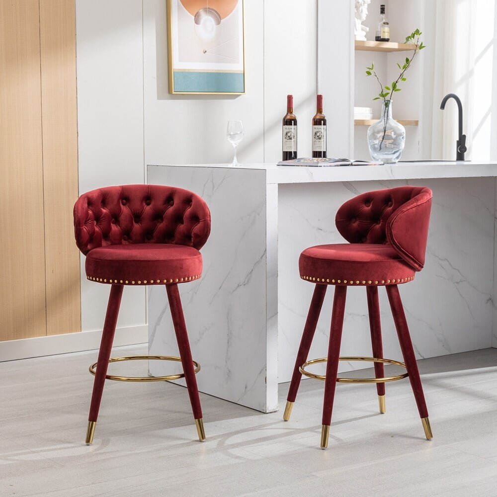 Counter Height Bar Stools Set of 2 for Kitchen Counter Solid Wood Legs ...