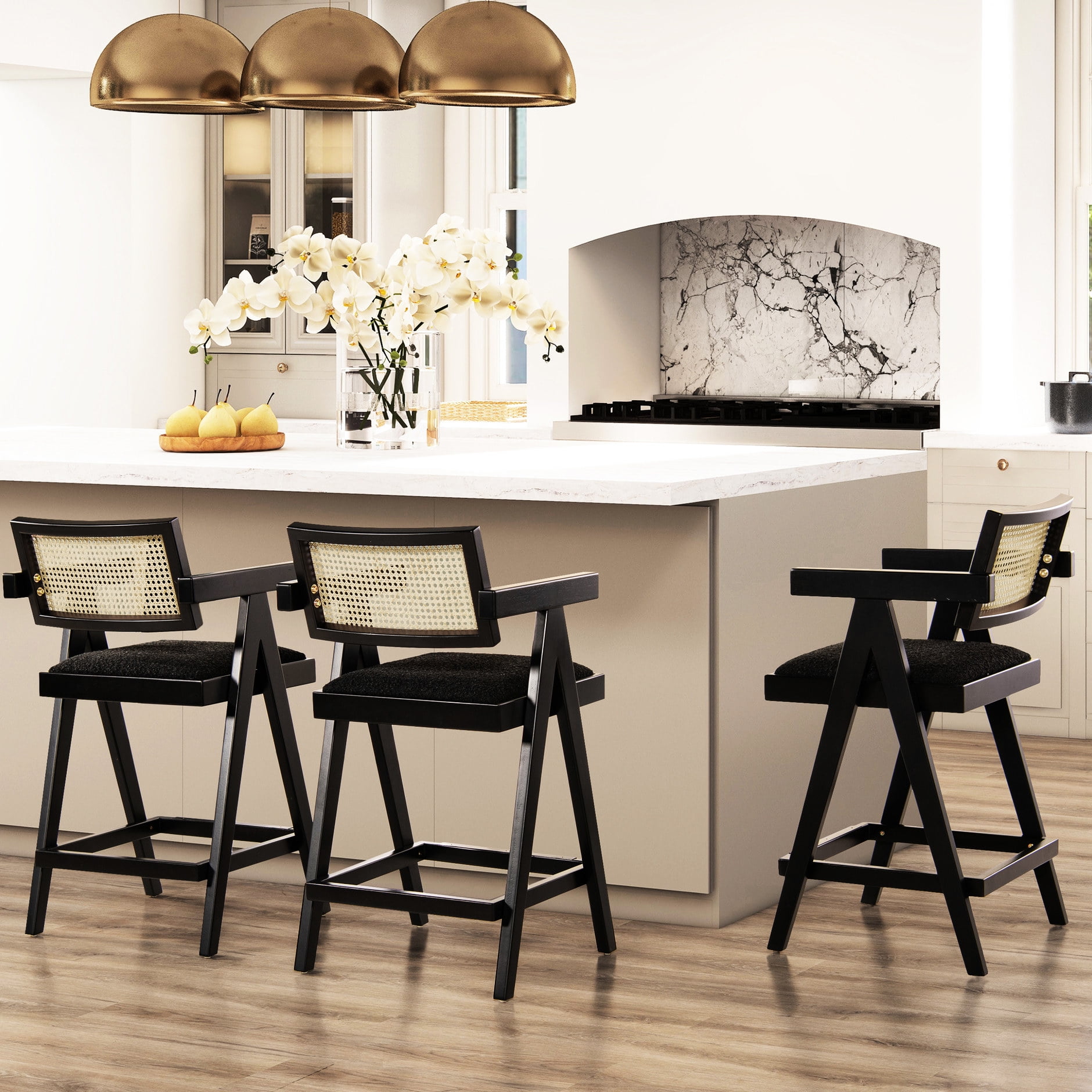 Counter - Height Bar Stools Set of 3+Footrest for Comfort"-"Kitchen ...