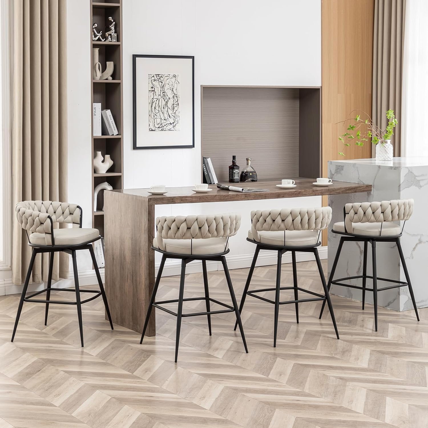 Counter Height Bar Stools Set of 4, 26 inch Modern Bar Chairs with ...