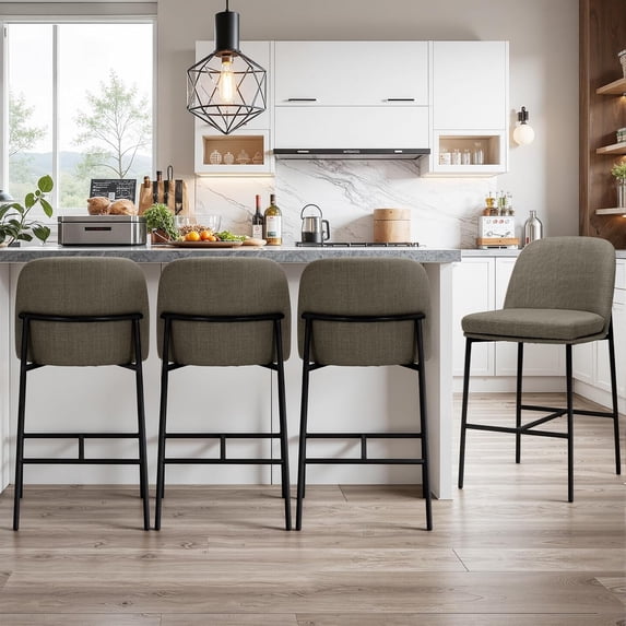 Counter Height Bar Stools Set of Kitchen Bar Stools with Back Mid ...