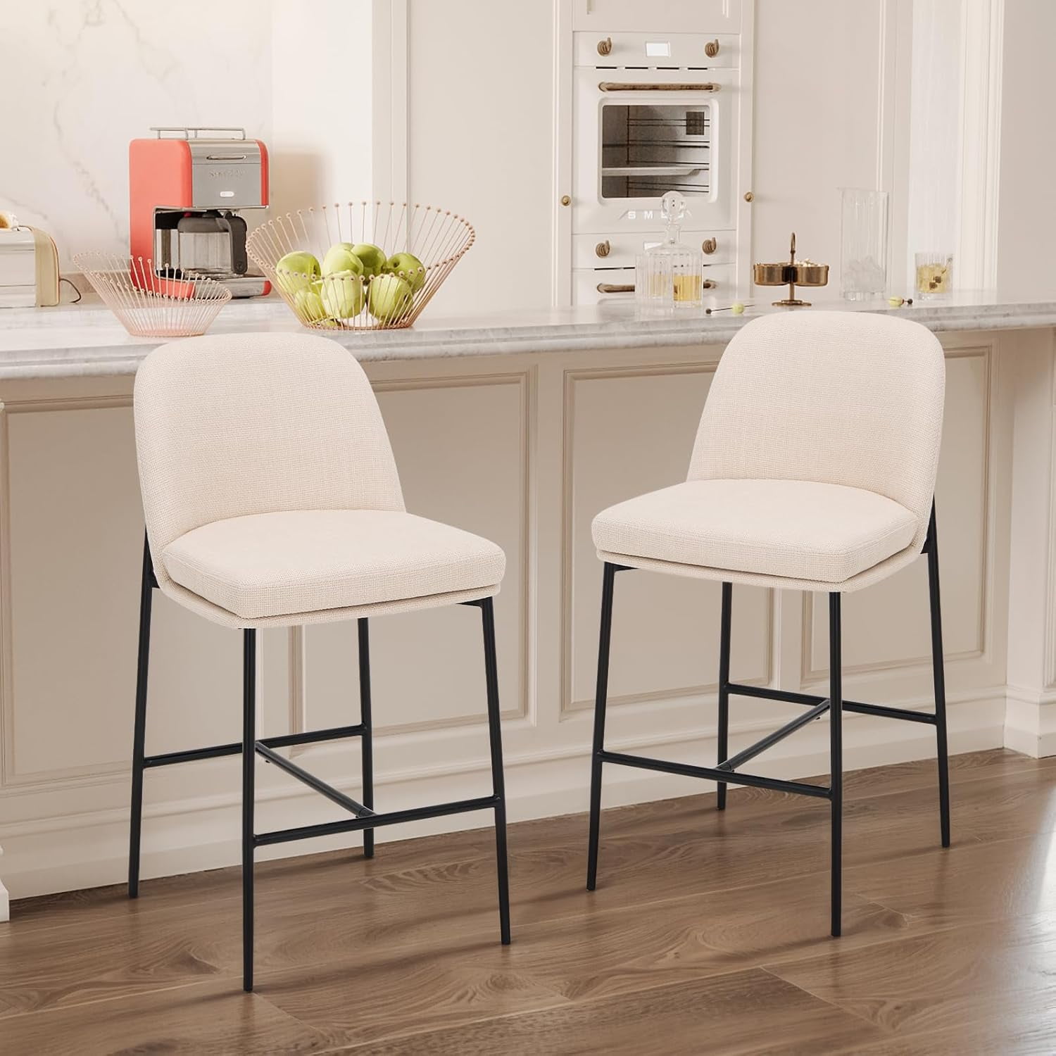 Counter Height Bar Stools Set of Kitchen Bar Stools with Back Mid ...