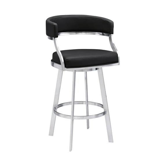 Counter Height Bar Stools Swivel " Faux Leather & Stainless Steel " 26 ...