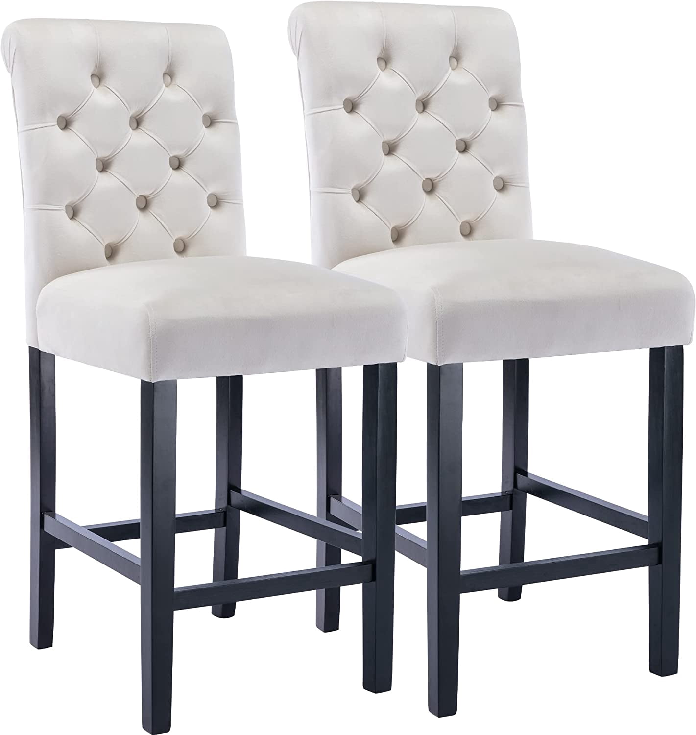 Counter Height Bar Stools Tufted Leather barstools Mid Century Wood Bar ...
