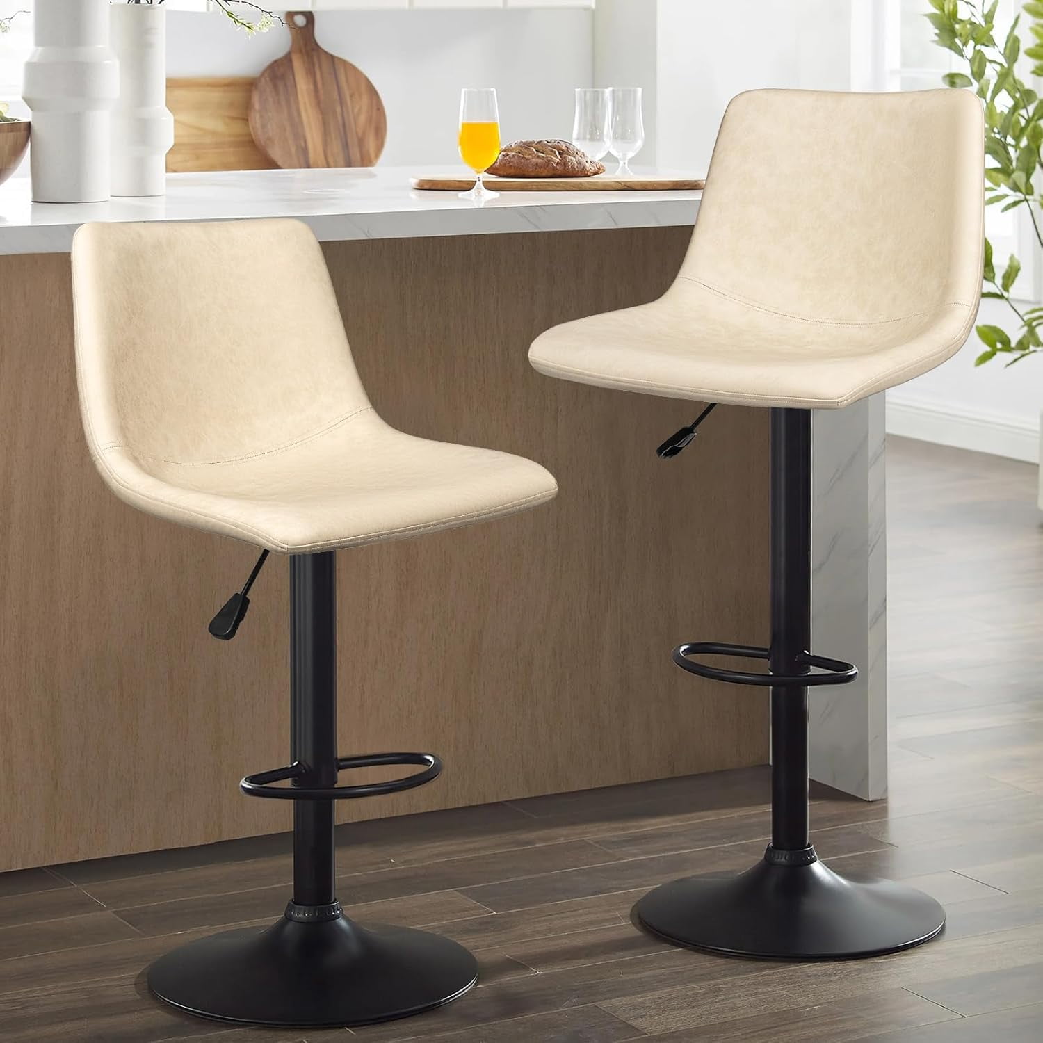 Counter Height Bar Stools with Back,350 LBS Leather Bar Stool for ...