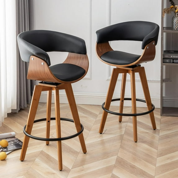 Counter Height Bar Stools with Swivel Base, Set of 2 Modern Kitchen ...