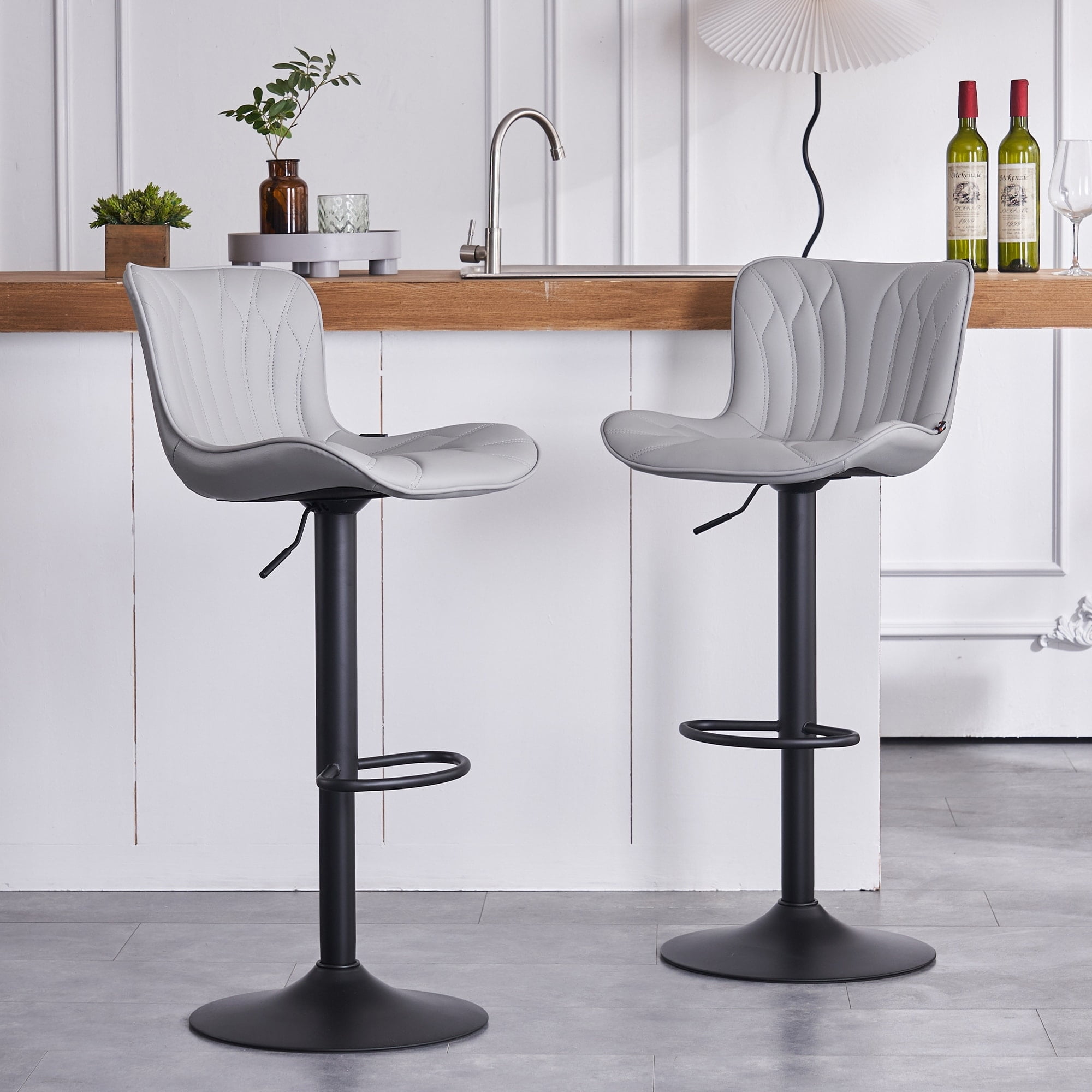 Counter Height Bar stools Modern Leather Adjustable Barstools Single ...