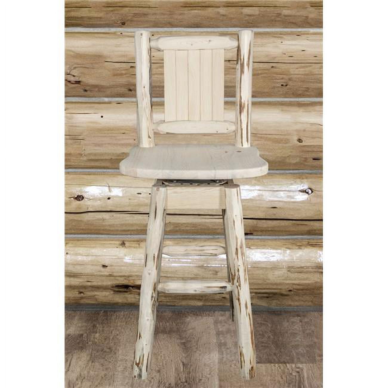 Counter Height Barstool with Back & Swivel with Laser Engraved Moose ...