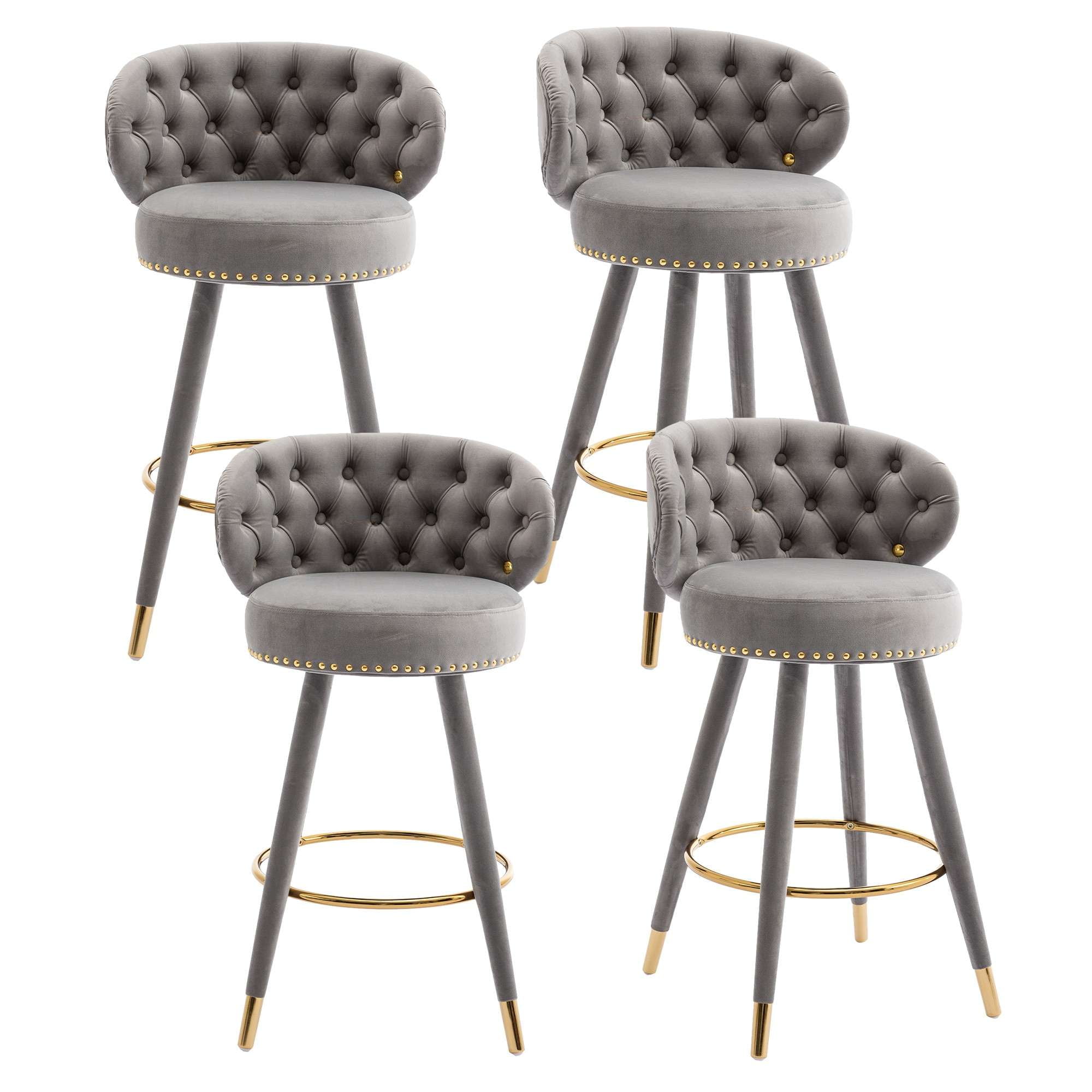 Counter Height Barstools Bar Stools Modern Upholstered Bar Stools with Nailhead Trim and Wing Back Bar Chairs 28 Inch Kitchen Island Bar Chair