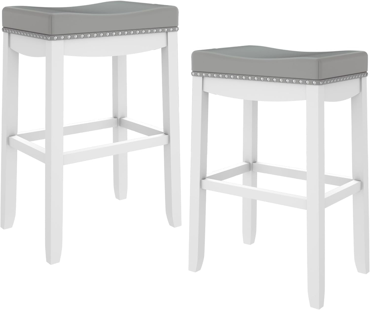 Counter Height Barstools, Set of 2 29 Inch Saddle Bar Stools with Solid ...