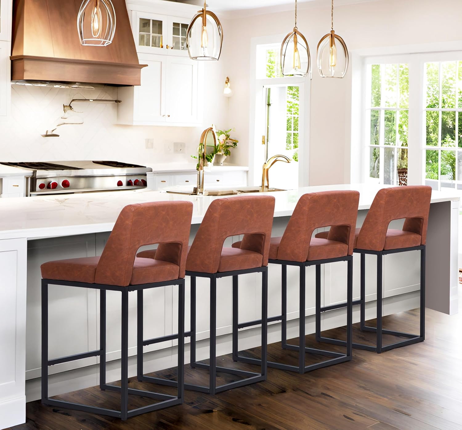 Counter Height Brown Bar Stool for Kitchen Counter Modern Bar Chair ...