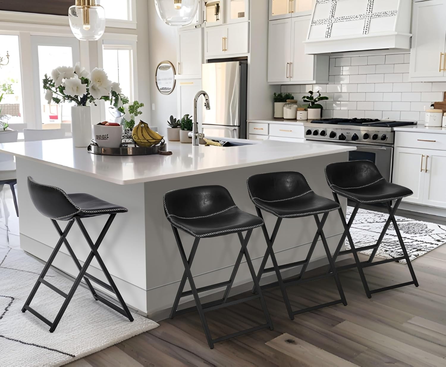 Counter Height Brown Bar Stools for Kitchen Counter 24 Inch Modern Bar ...