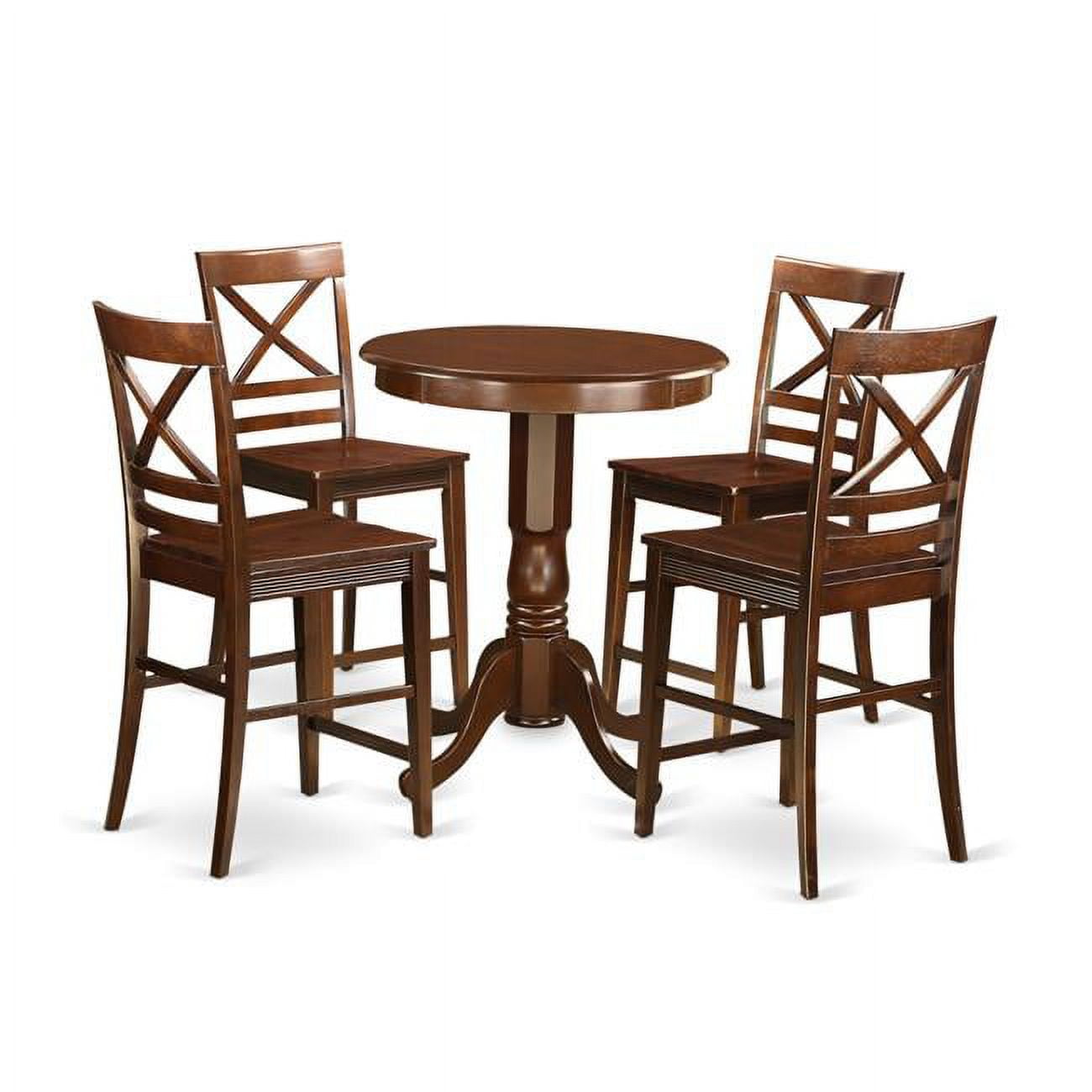 Counter Height Dining Pub Table & 4 Chairs, Mahogany - Walmart.com