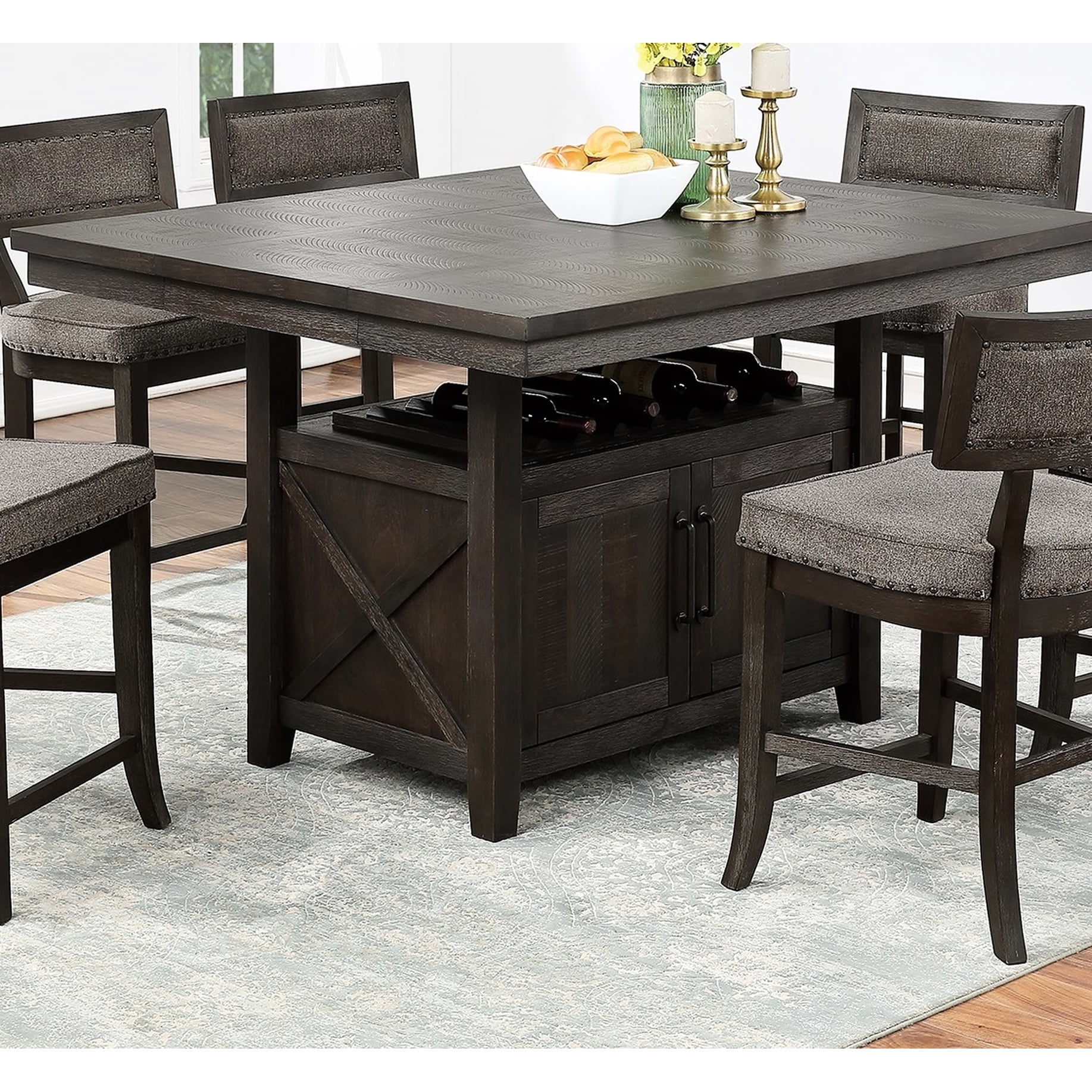 Counter Height Dining Table With Rustic Ambience And Storage Function ...