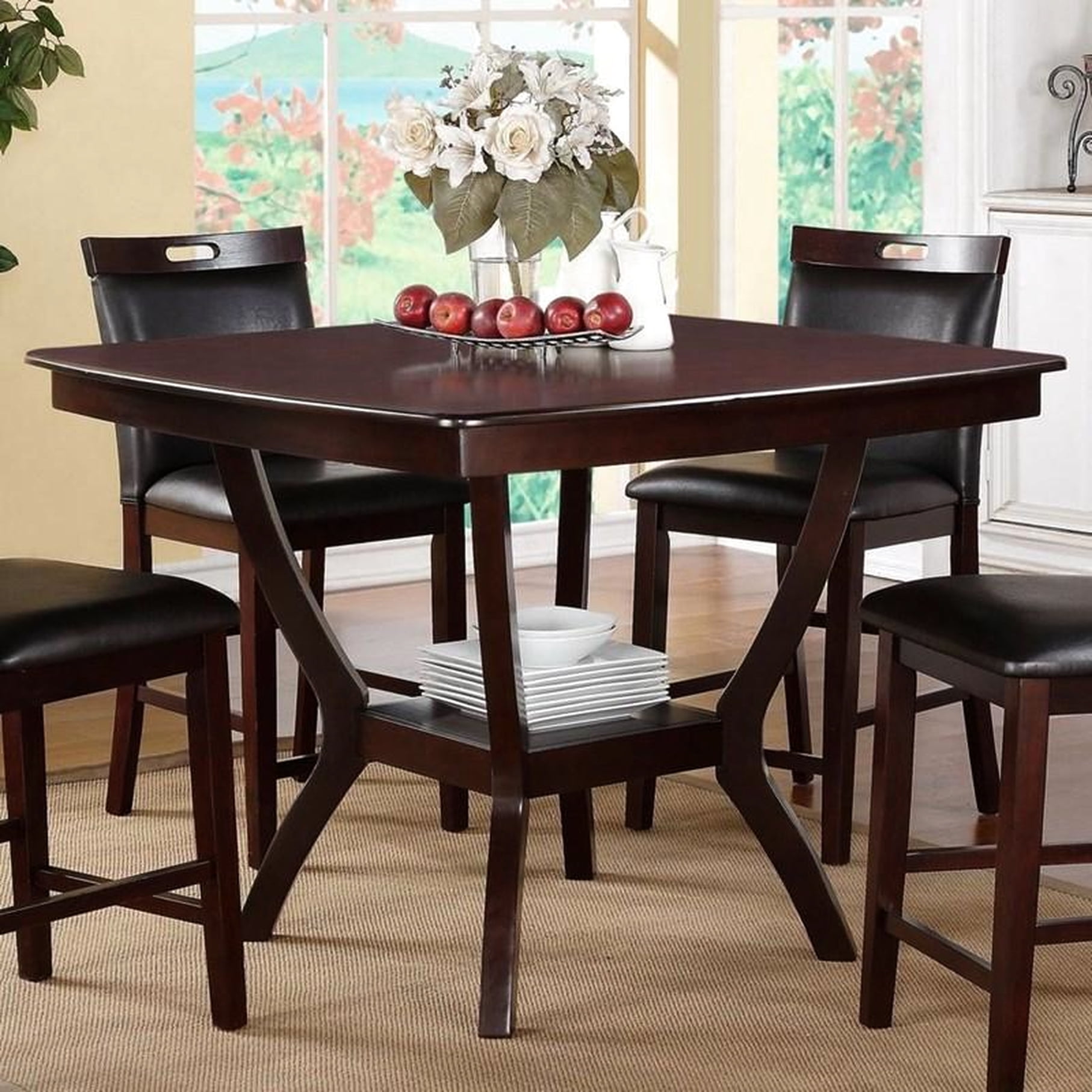 Counter Height Dining Table With Shelf - Solid Wood Furniture Piece ...