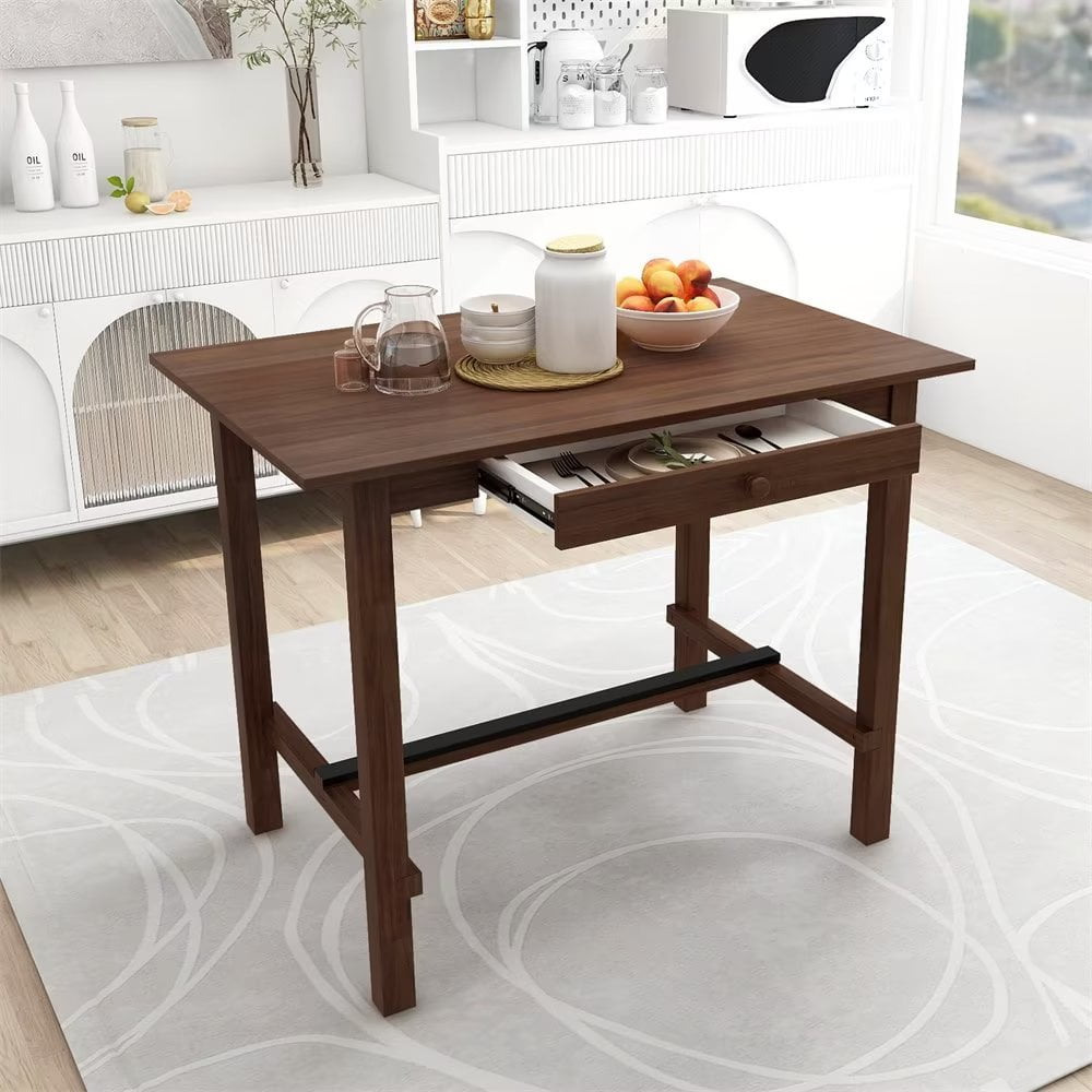 Counter Height Dining Table with 1 Storage Drawer, Wood Kitchen Table ...