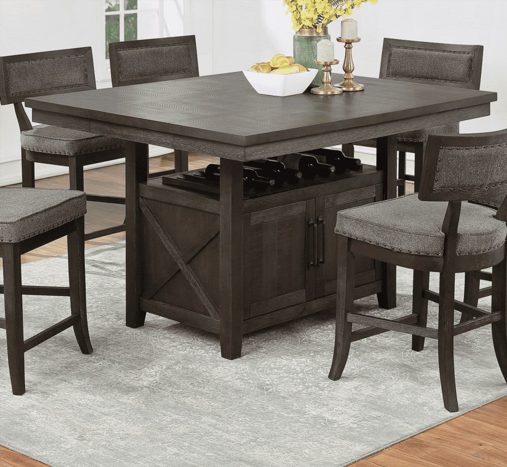 Counter Height Dining Table with Butterfly Leaf & Storage Base | 1pc ...