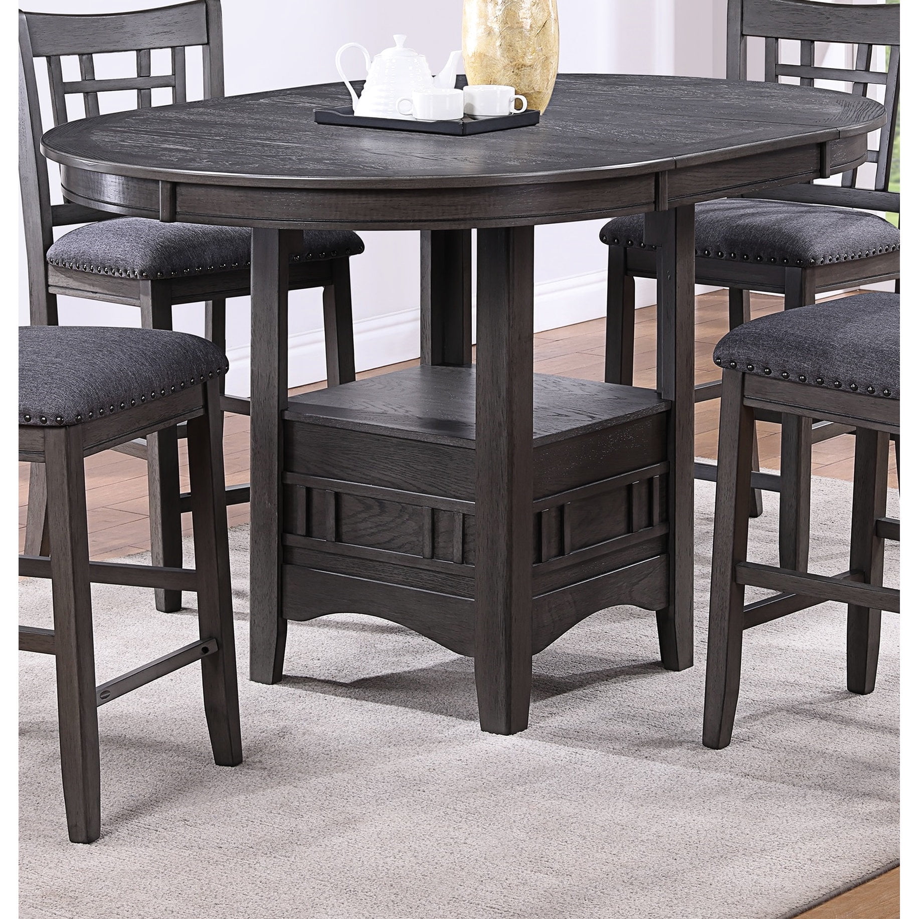 Counter Height Dining Table with Leaf and Storage Base | Fits Family ...