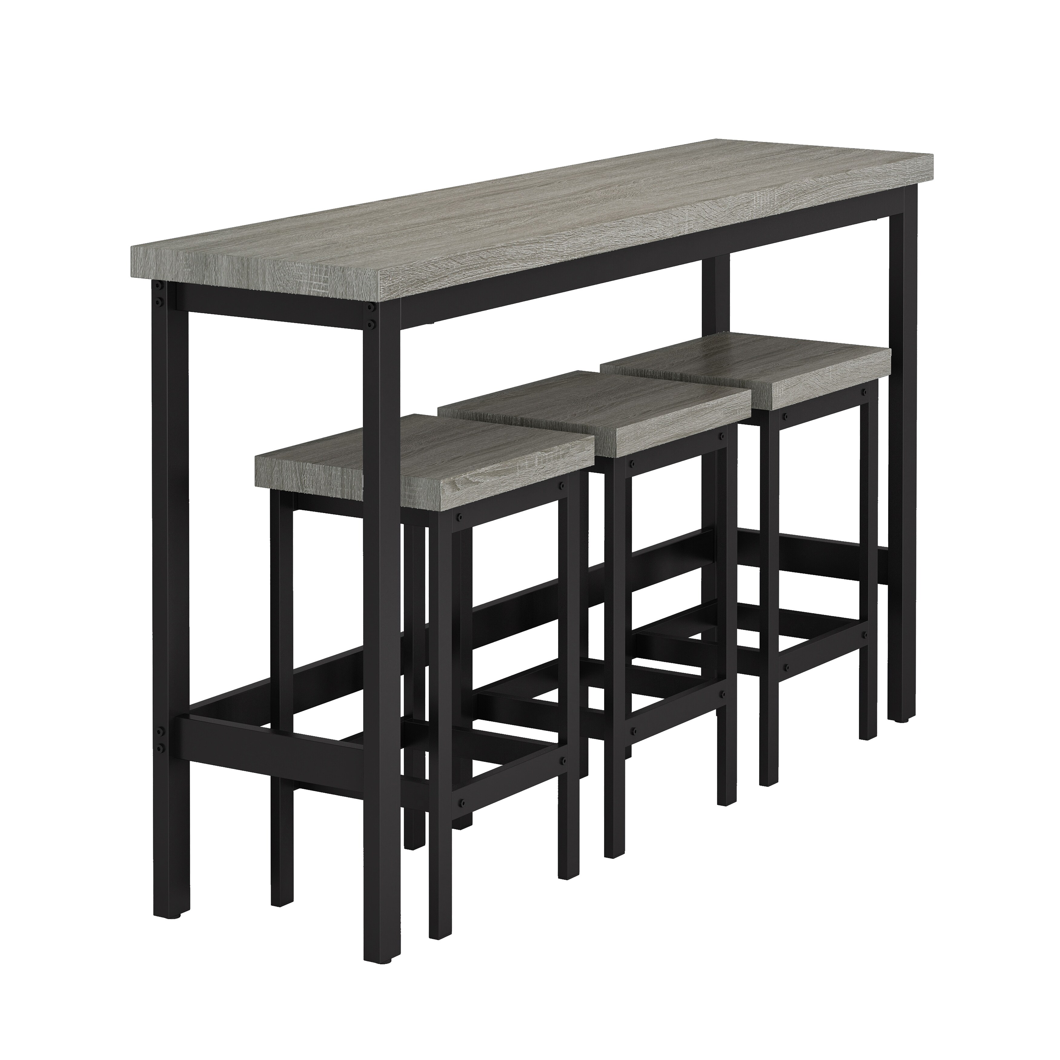 Counter Height Extra Long Dining Table Set with 3 Stools Pub Kitchen ...