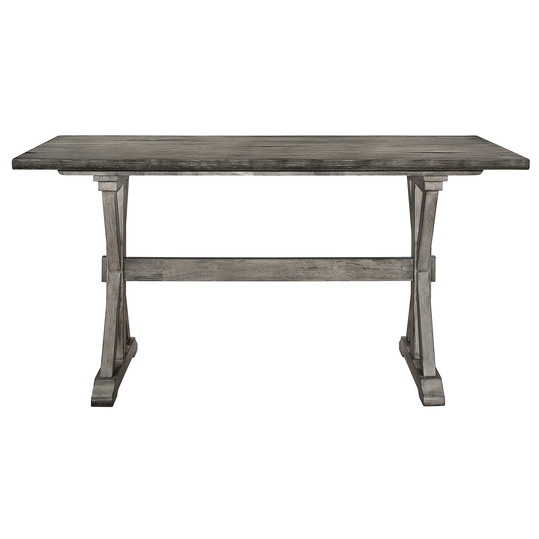 Counter Height Gray Dining Table, Solid Rubberwood, Fits 6 Seats 6 ...