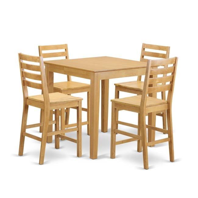 Counter Height High Top Table & 4 Chairs, Oak - Walmart.com