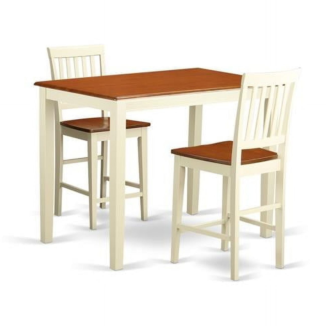 Counter Height Pub Set - Kitchen Dinette Table & 2 Bar Stool, White ...